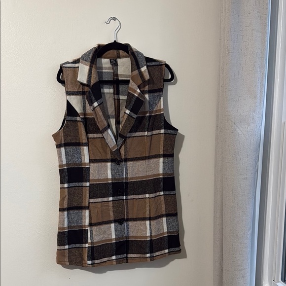 SHEIN | Dresses | Shein Checkered Vest In Brown And Black | Poshmark